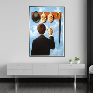 René Magritte Inspired Surreal Mask Selection Print, Abstract Identity ...