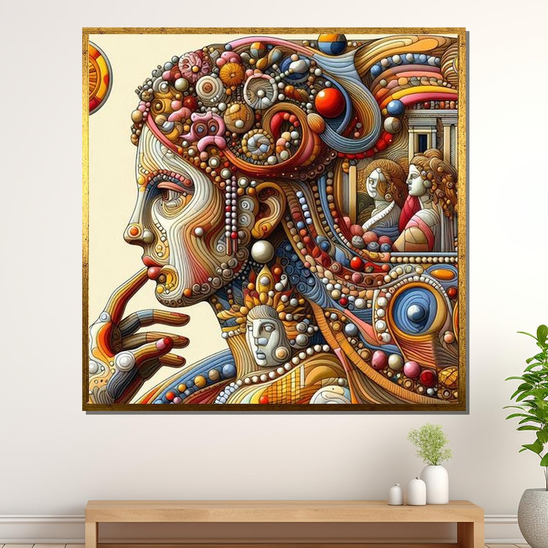 Dalí-inspired Surrealist Woman Portrait, Intricate Fantasy Mosaic ...