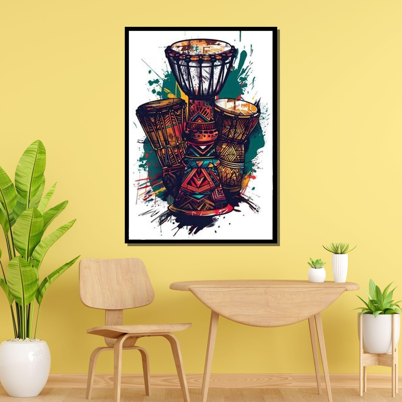 African Drums Art, Colorful Tribal Djembe Canvas, Music-inspired Wall ...