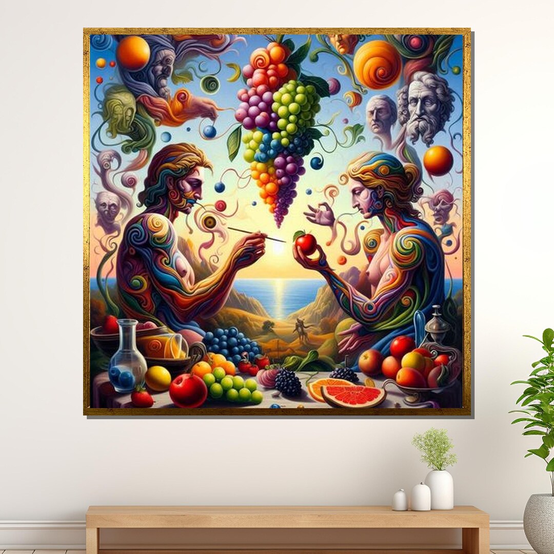 Salvador Dalí Inspired Mythological Feast Print, Surreal Fruit and ...