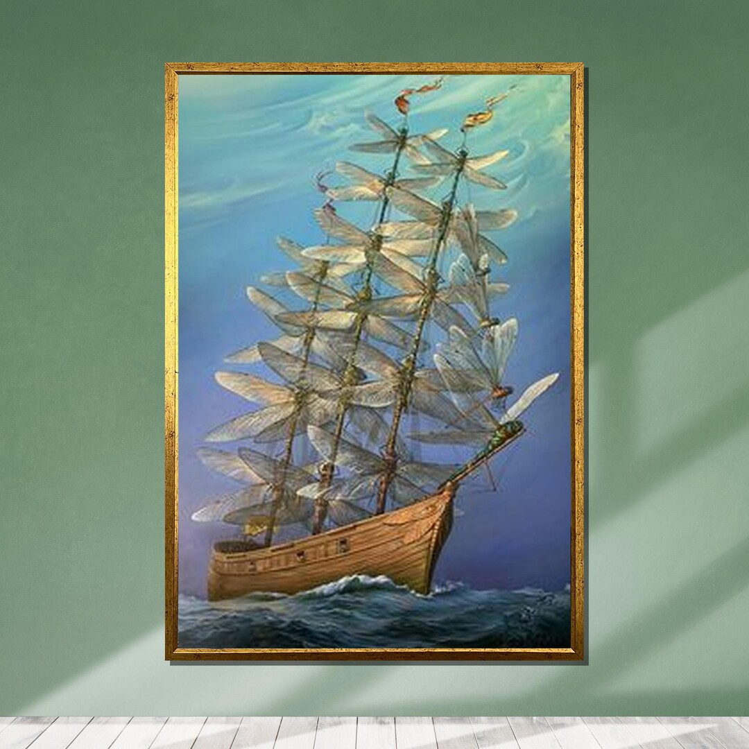 Vladimir Kush-inspired Surreal Sailing Ship Art, Dragonfly Wings ...