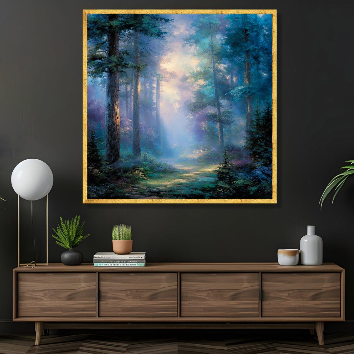 Enchanted Forest Pathway Canvas, Thomas Kinkade Inspired Nature Wall ...