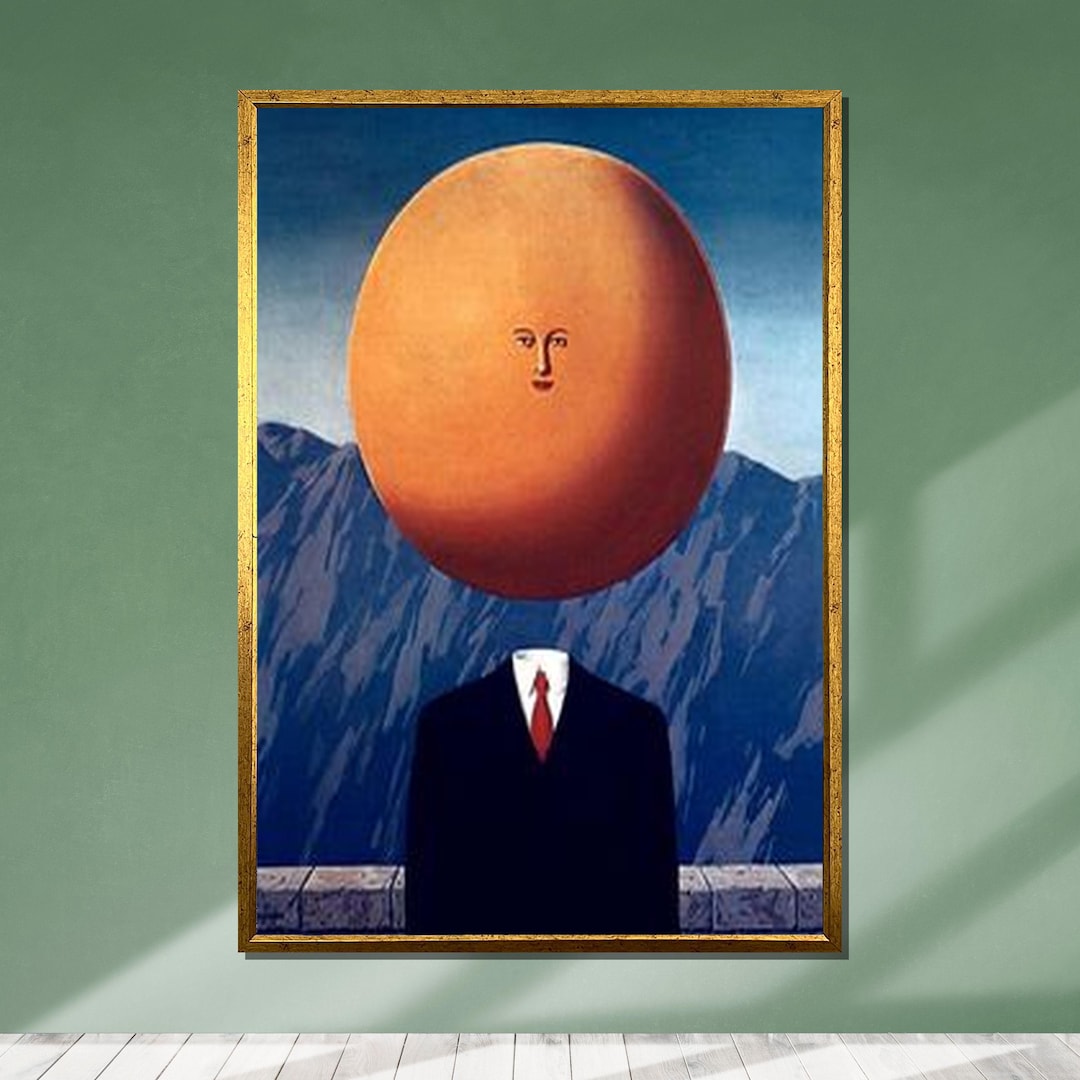 Magritte-inspired Surreal Sun Head Art, Abstract Dreamlike Canvas ...
