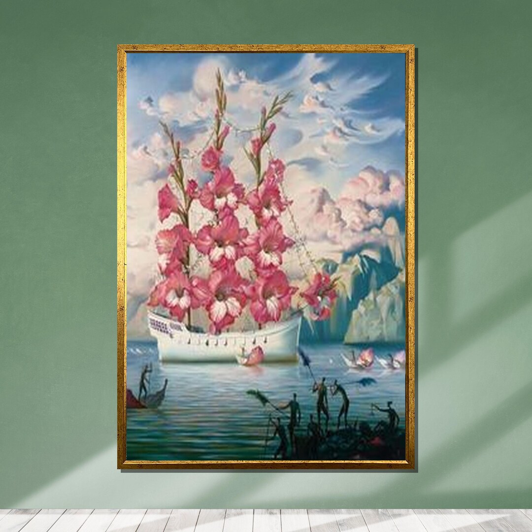 Vladimir Kush Inspired Floral Ship Print, Surreal Sailing Art, Kush ...
