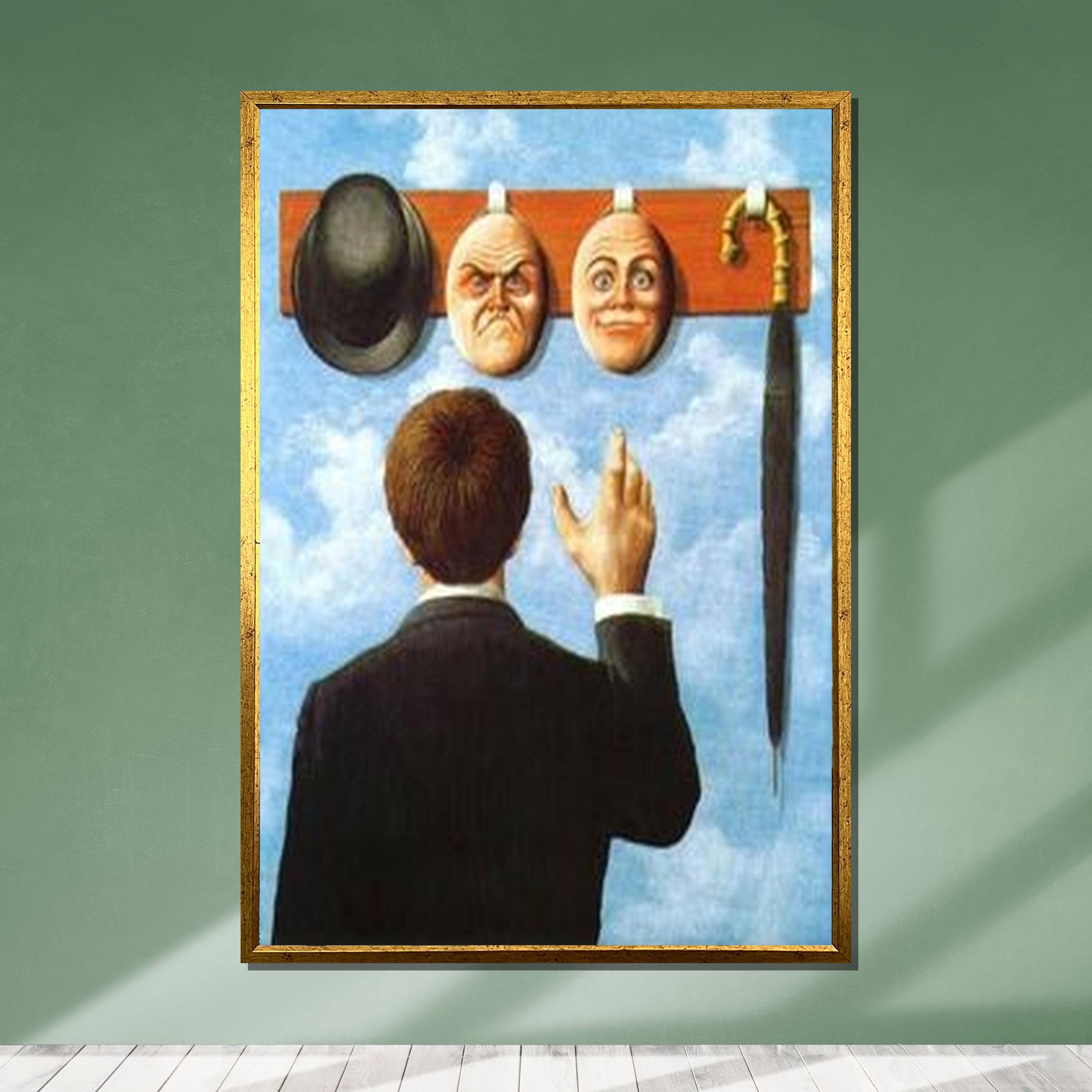 René Magritte Inspired Surreal Mask Selection Print, Abstract Identity ...