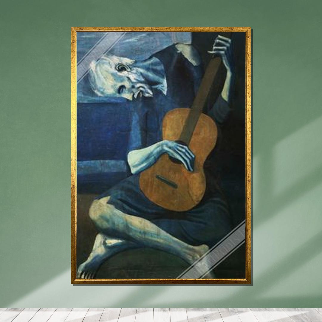 Picasso's Blue Guitarist Art, Melancholic Musician Canvas, Blue Period ...