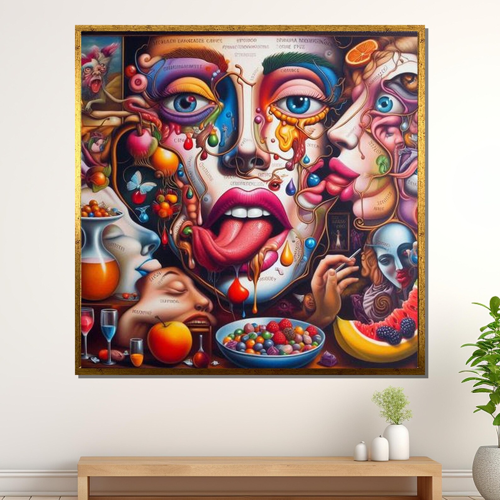 Salvador Dali Art, Vibrant Surrealist Feast Art, Abstract Fantasy ...