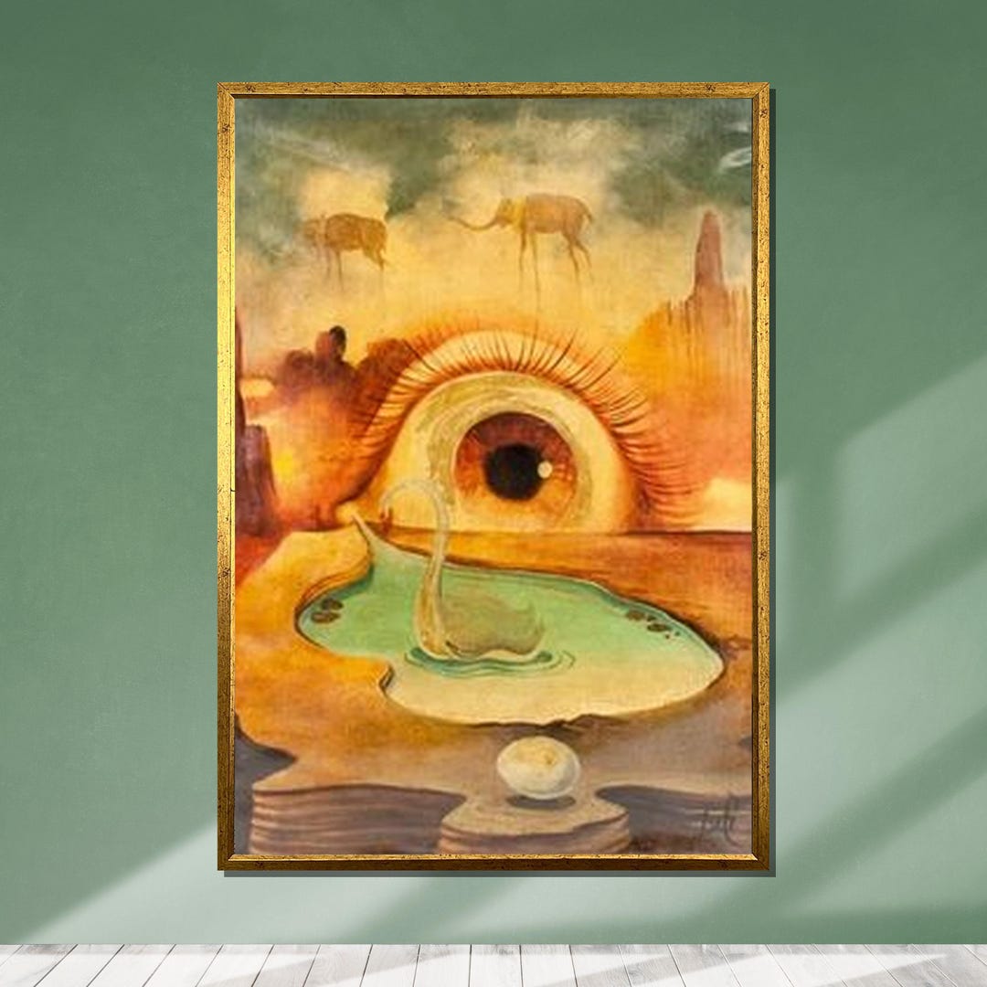 Salvador Dalí Inspired Surreal Eye Canvas Print: Dreamlike Desert Scene ...