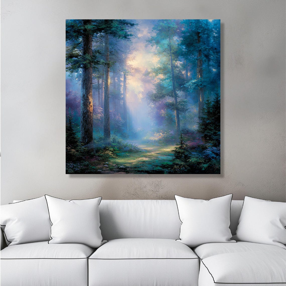Enchanted Forest Pathway Canvas, Thomas Kinkade Inspired Nature Wall ...