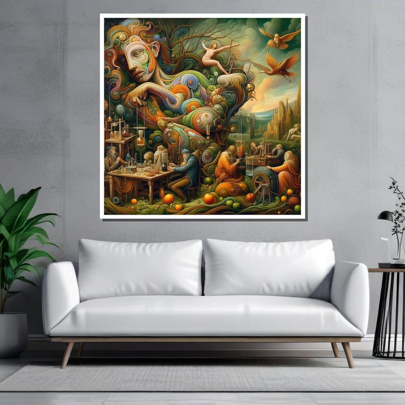 Salvador Dali Art, Surrealist Laboratory Fantasy Art, Dalí-inspired Dreamscape Canvas, Vibrant ...