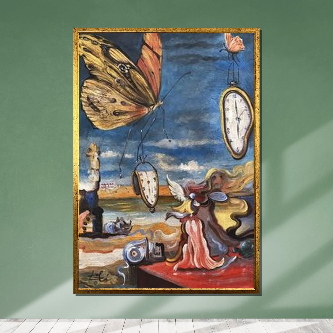 Melting Clocks and Butterfly Canvas, Salvador Dali Art, Surrealist ...