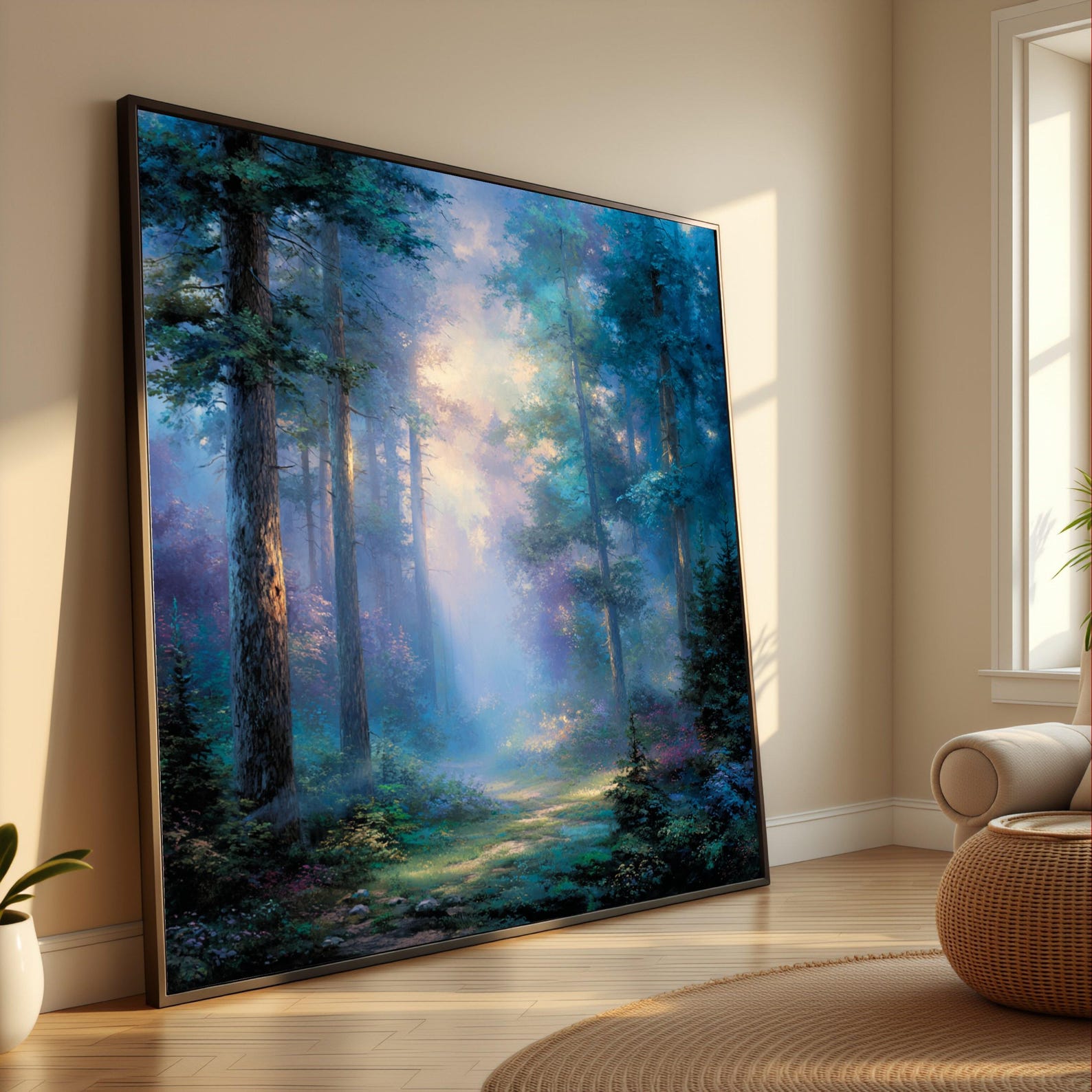 Enchanted Forest Pathway Canvas, Thomas Kinkade Inspired Nature Wall ...