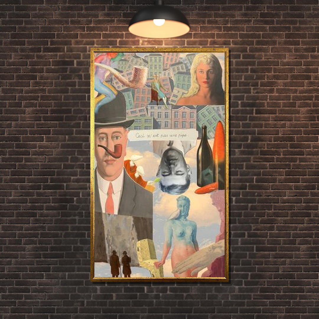 René Magritte Inspired Surreal Collage Print, Abstract Dreamlike Art ...