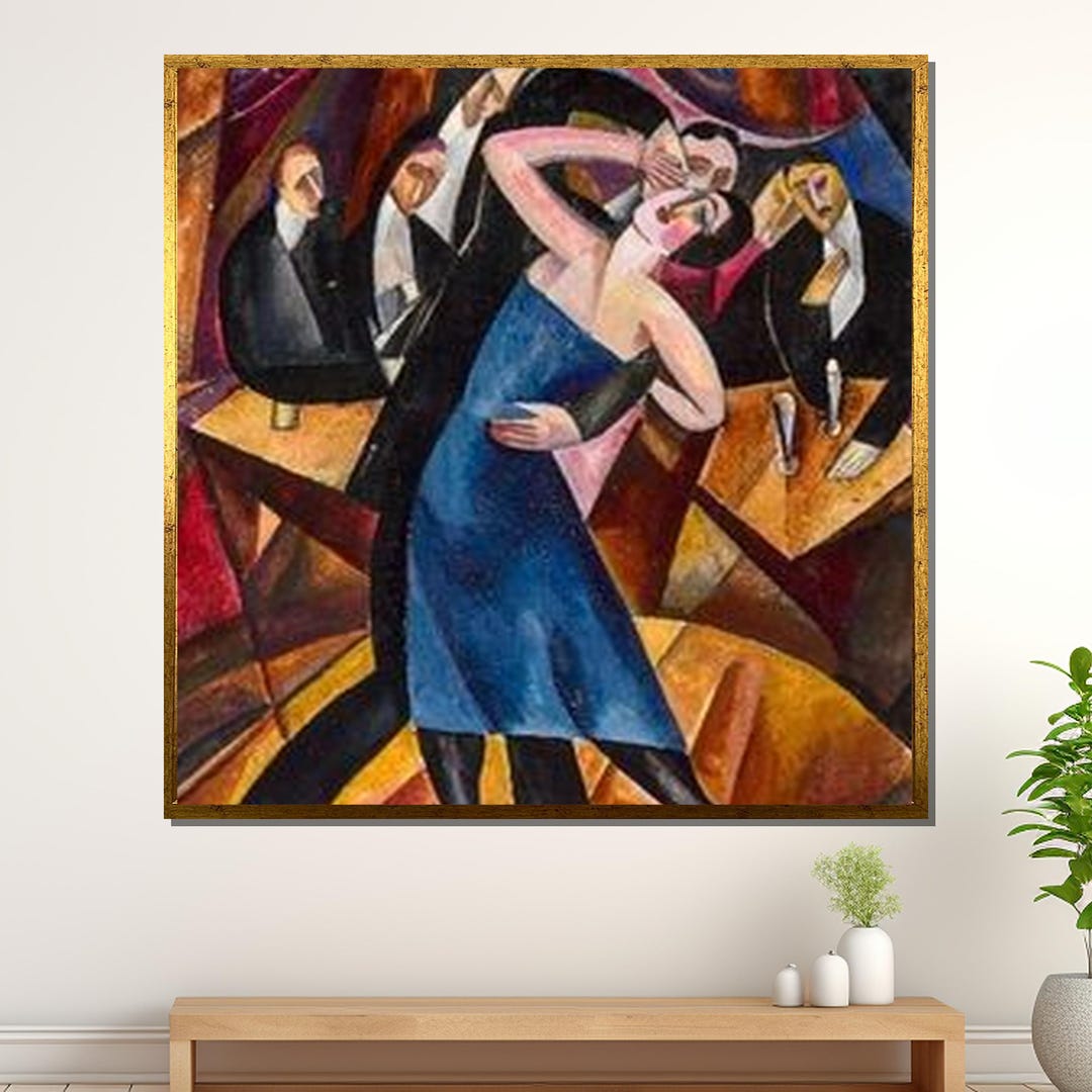 Cubist Dance Couple Art, Abstract Dancing Scene Print, Modern Dance ...