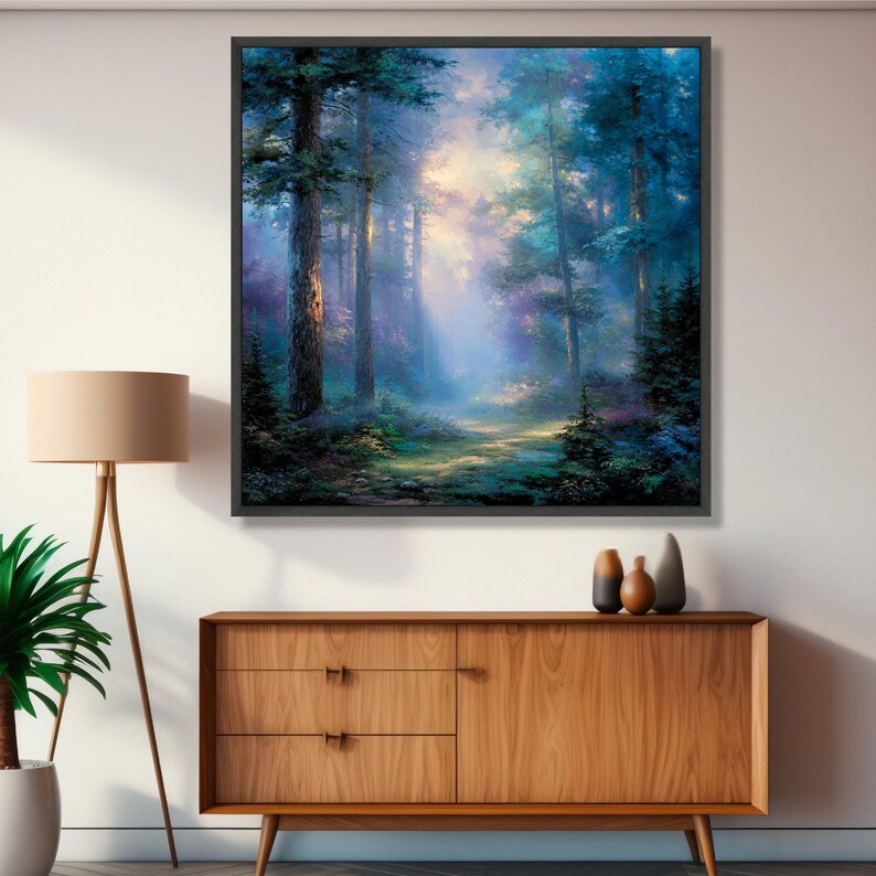 Enchanted Forest Pathway Canvas, Thomas Kinkade Inspired Nature Wall ...