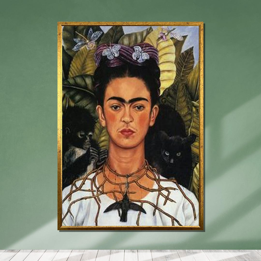 Frida Kahlo Iconic Portrait Art, Surrealist Self-portrait Canvas ...