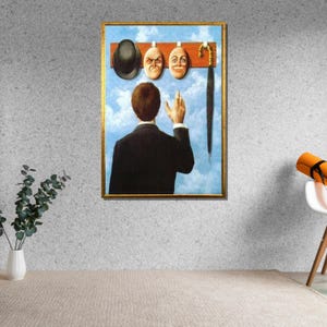 René Magritte Inspired Surreal Mask Selection Print, Abstract Identity ...