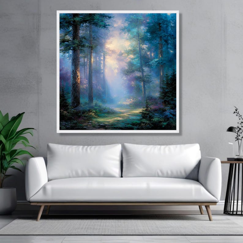 Enchanted Forest Pathway Canvas, Thomas Kinkade Inspired Nature Wall ...