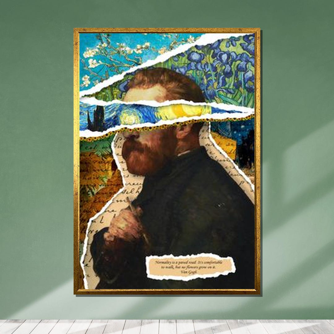 Vincent Van Gogh Collage Canvas, Surrealist Van Gogh Art, Mixed Media ...