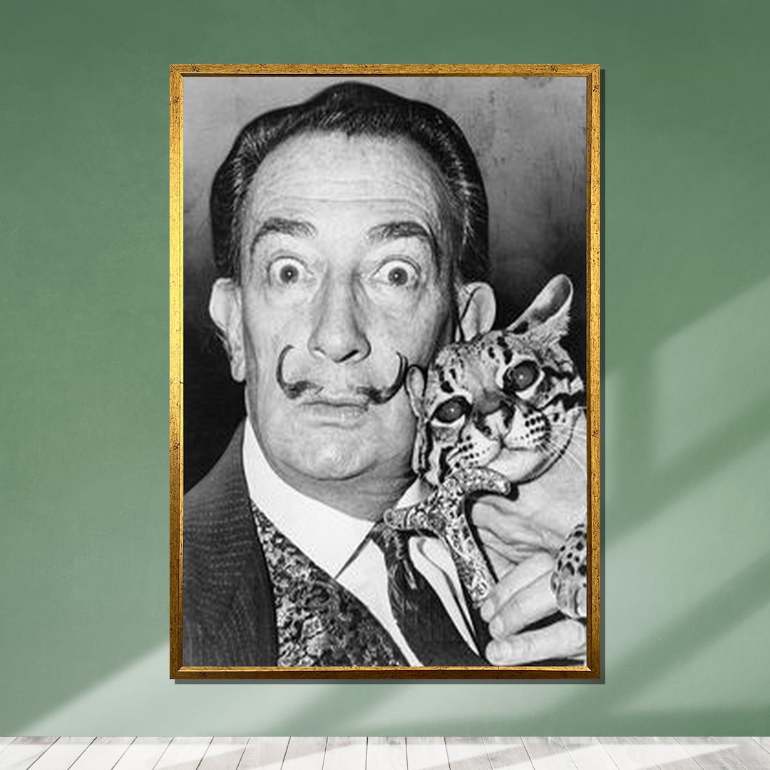 Salvador Dalí With Ocelot Photo Print, Surrealist Artist Portrait, Dalí ...