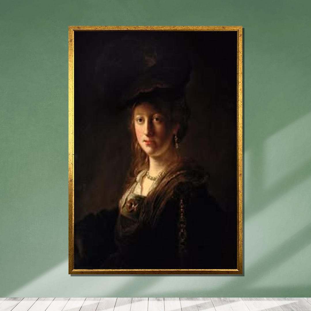 Rembrandt Style Portrait Canvas Print, Dutch Golden Age Woman Art - Etsy
