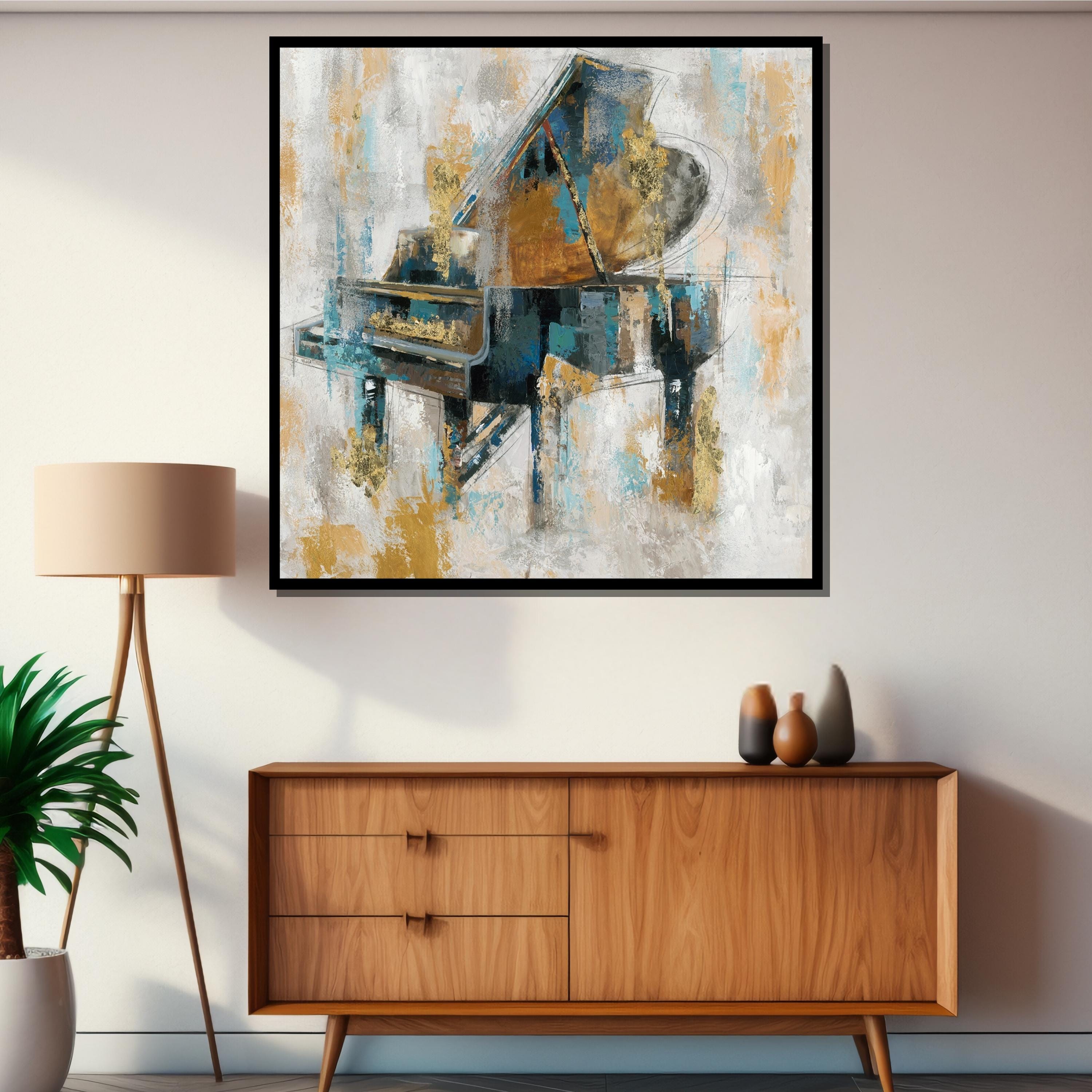 Abstract Grand Piano Art, Elegant Music Canvas, Modern Piano Painting ...