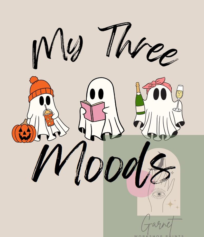 My Three Moods Ghost Digital Download - Black and White Font - Etsy