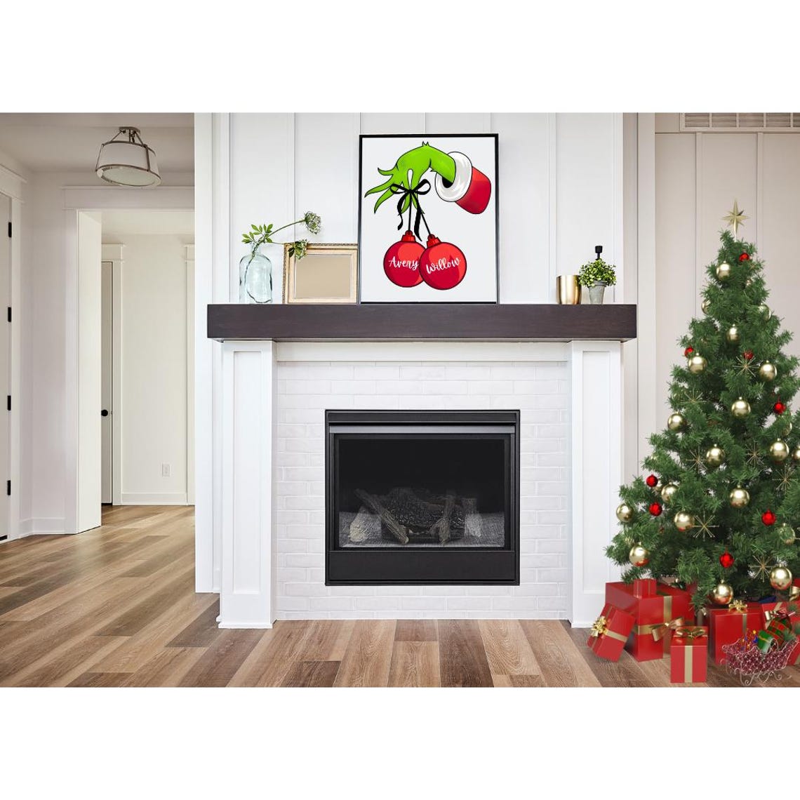 Digital Download: Cute Grinch Hand Holding Custom Named Ornaments - Etsy