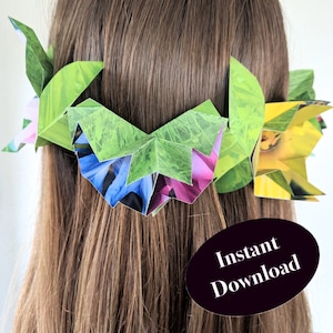 How to Make a Colorful Floral Crown, DIY Papercraft Illustrated Pattern ...