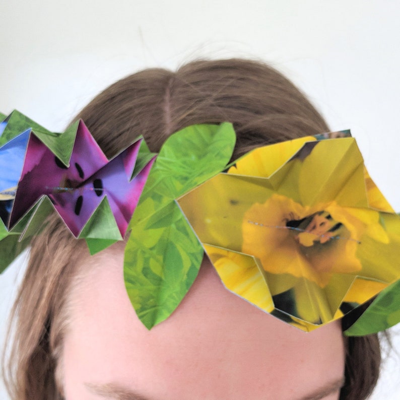 How to Make a Colorful Floral Crown, DIY Papercraft Illustrated Pattern ...