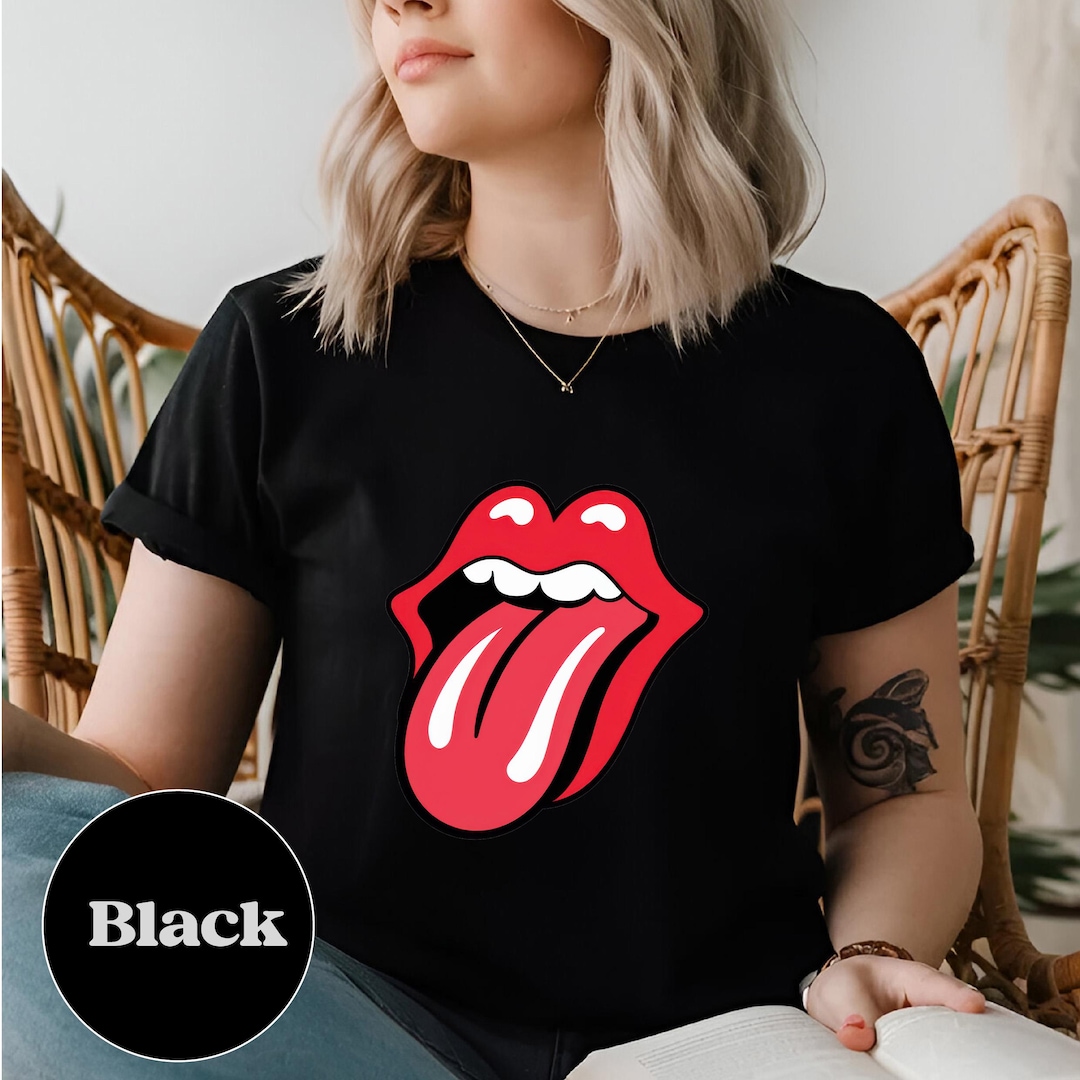Red Lips Tongue T-shirt, Rock Band T-shirt, Y2K Shirt, Trendy Graphic ...