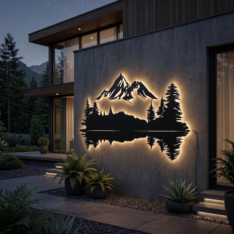 Forest and Mountain Metal LED Wall Decor: Nature Home Decor, Outdoor ...