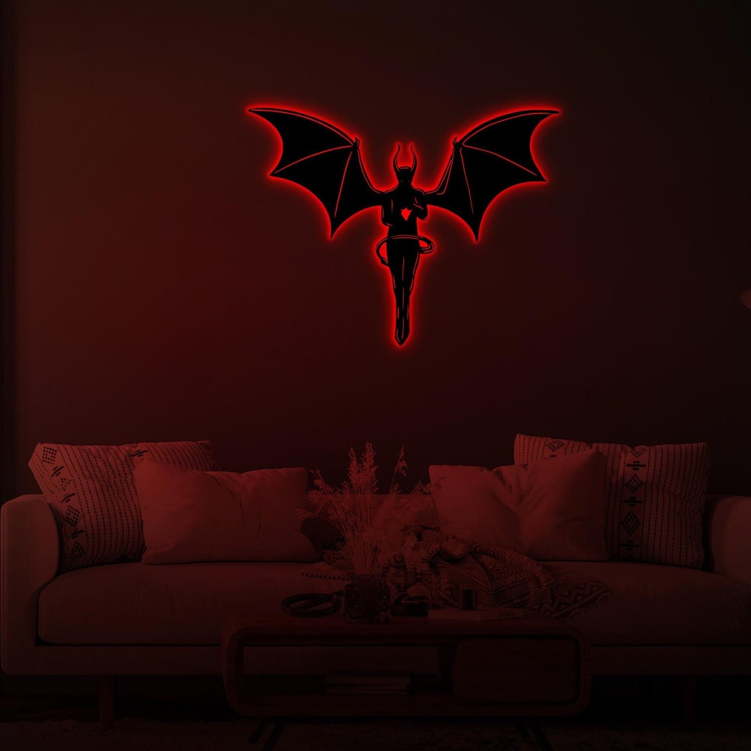 Devil LED Wall Art: Bedroom Night Light, Red Lighting - Etsy