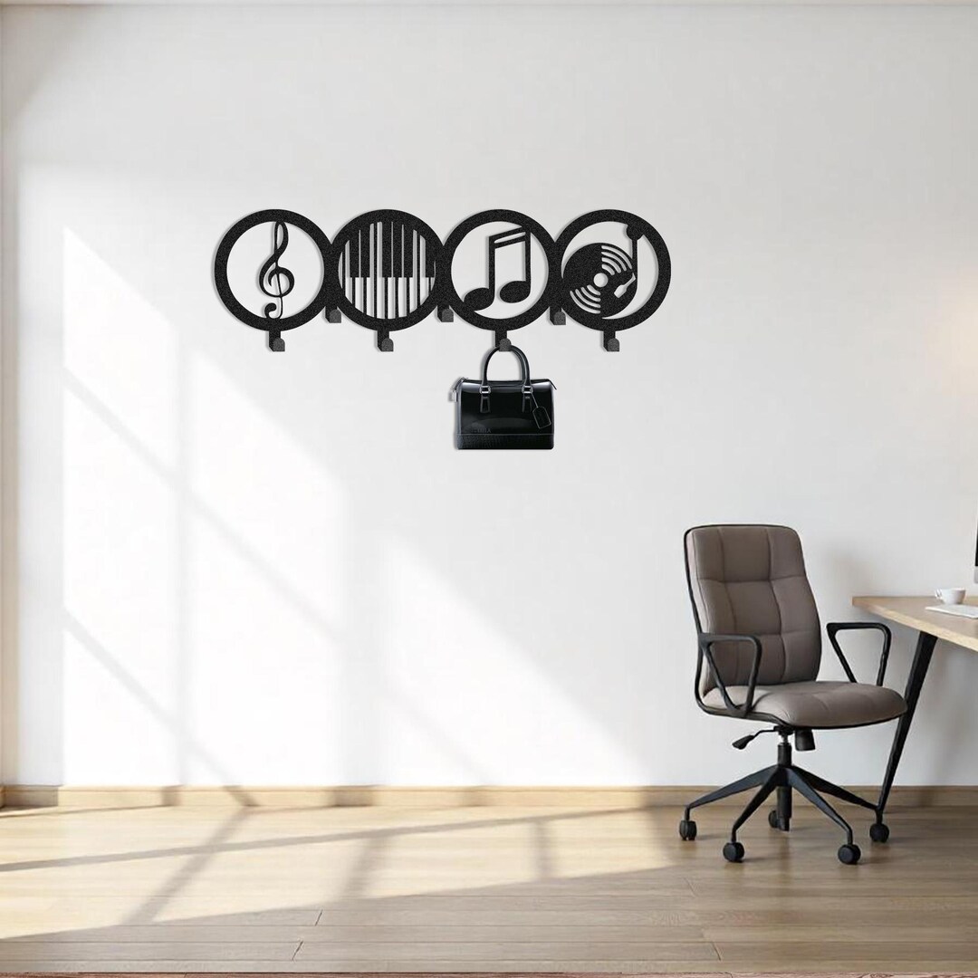 Metal Music Notes Coat Rack: Wall Mounted Hanger, Music Lover Gift - Etsy
