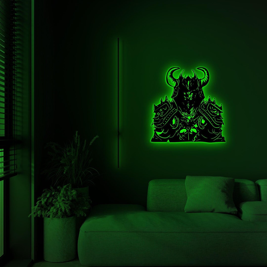 Warrior LED Wall Art: Gamer Room Decor, Illuminated Night Light - Etsy