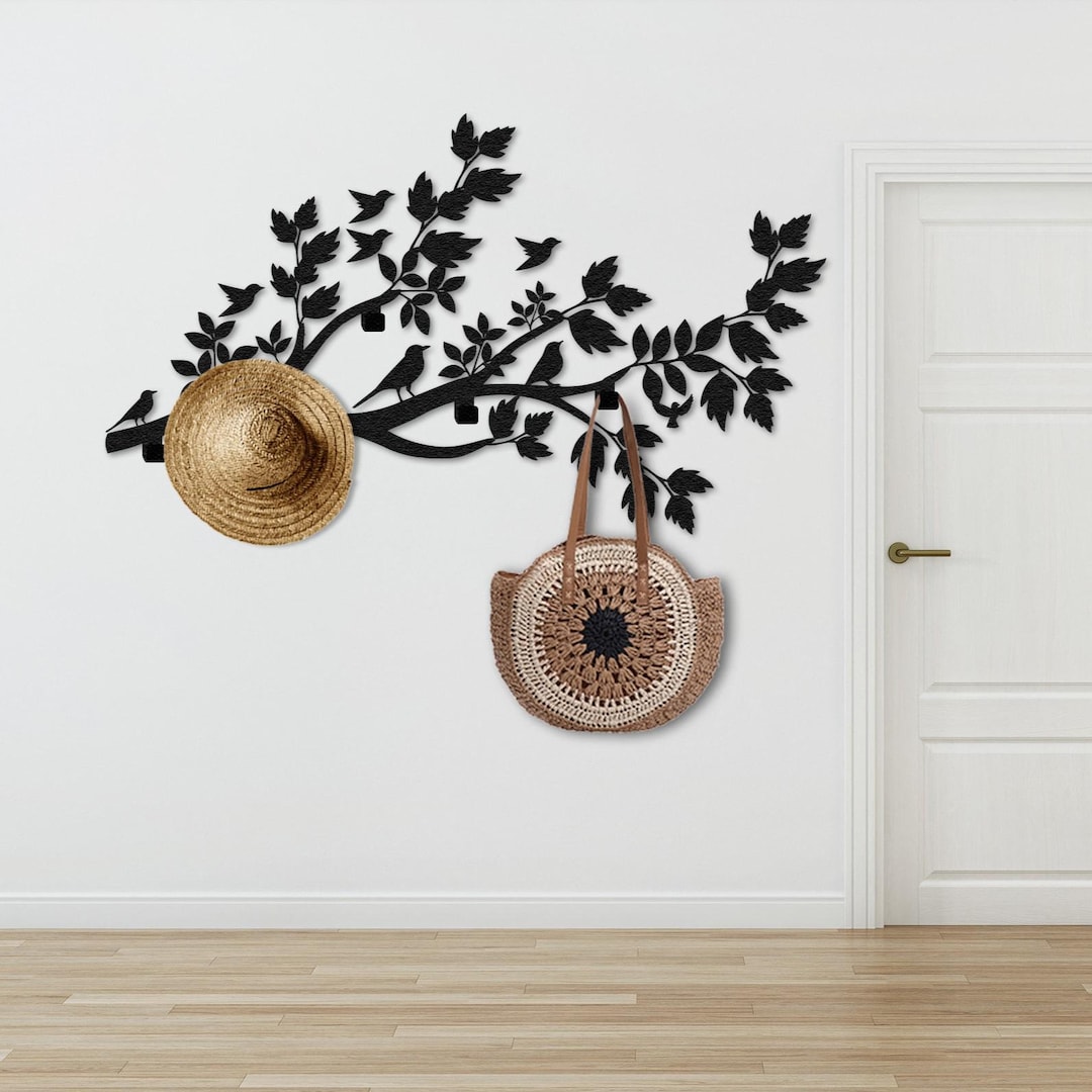 Charming Bird Coat Rack, Decorative Metal Hooks on Tree Branch Wall Art ...