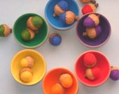 Items similar to Rainbow Felted Acorns, Sorting Toy, 3 Sets of Ranbow ...
