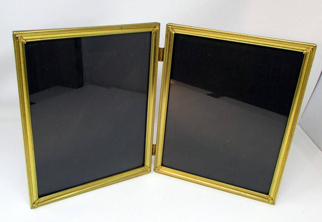 Vintage Double Frame Art Deco Gold Tone Frame Standing With Tiny ...