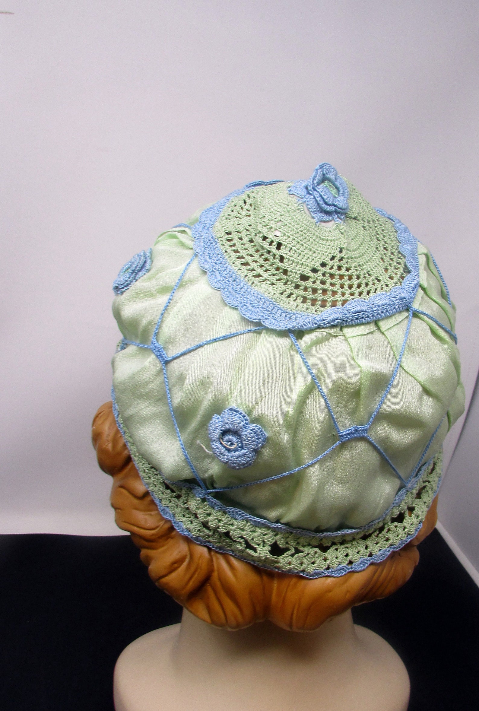 Vintage Flapper Night Cap Cloche Cap Hat 1920s Hat Green Satin | Etsy