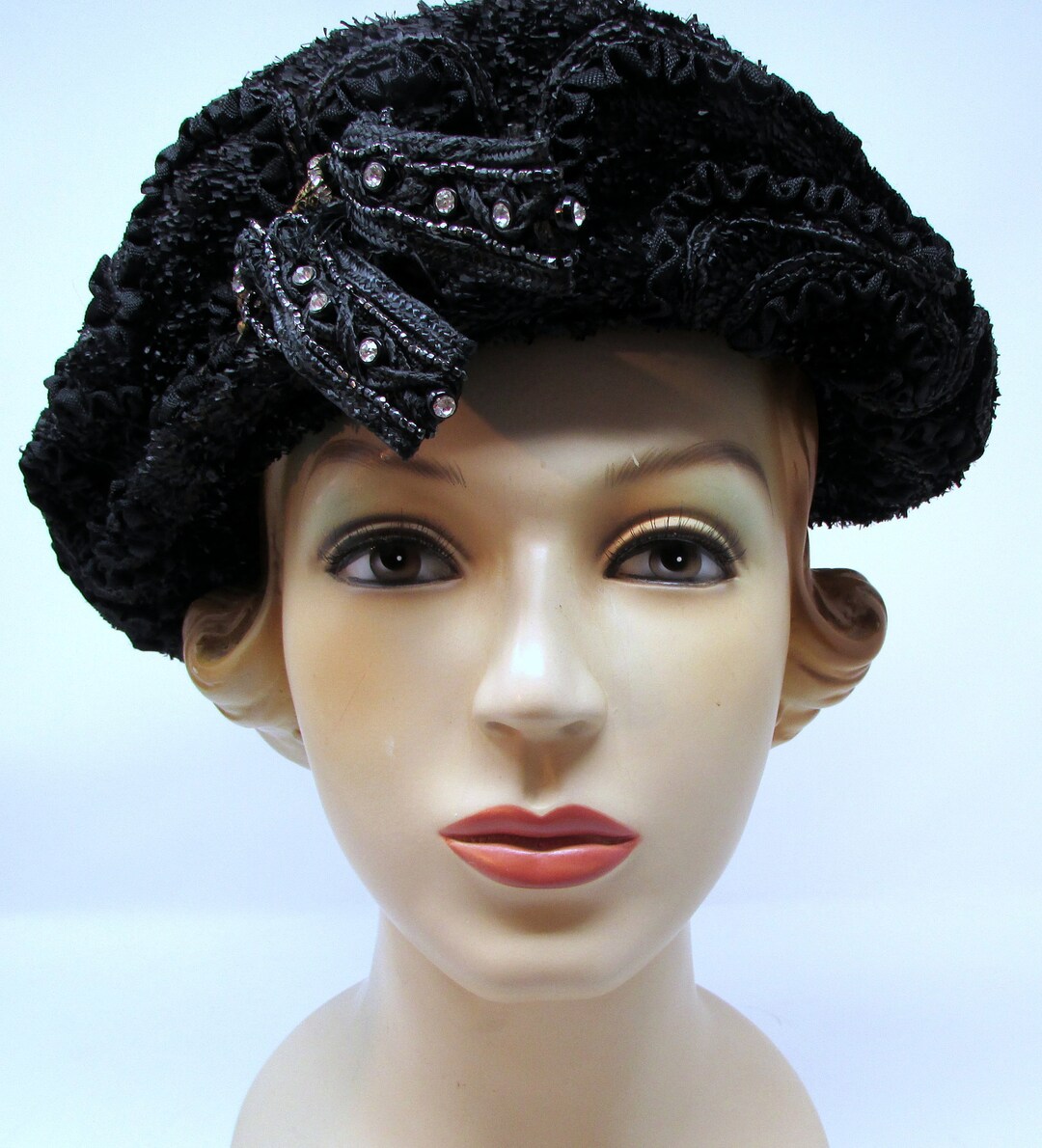 Vintage Hat Flapper Cloche Hat Seattle Designer Black Hat With 2 ...