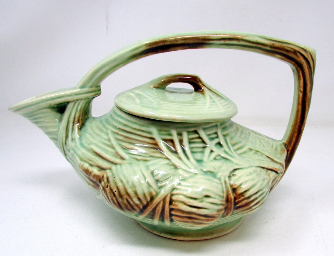 Vintage Mccoy Pine Cone Teapot, Mccoy USA, California Pottery, Green ...