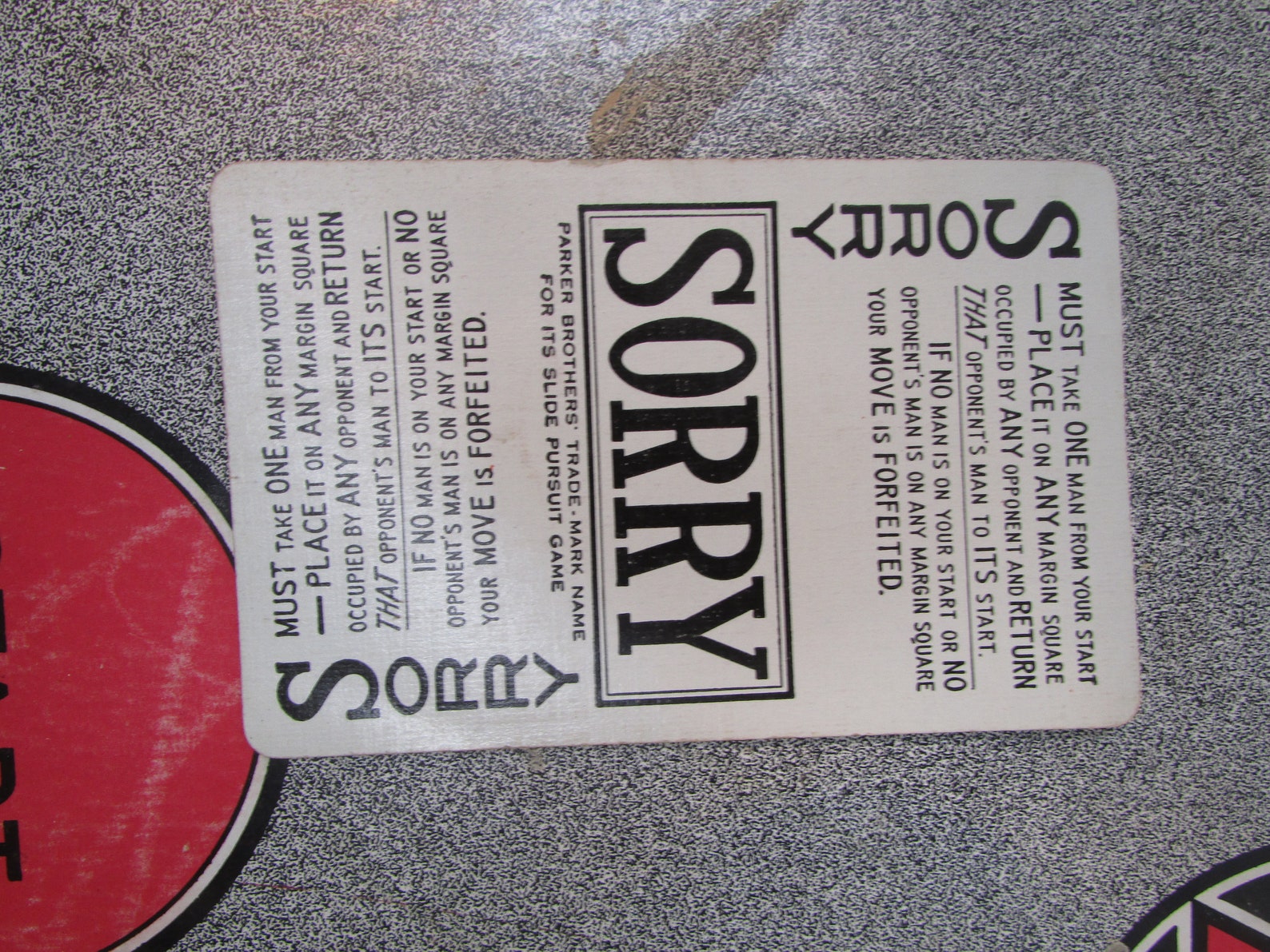 Vintage Board Game 1950s Sorry Game Board Pieces - Etsy