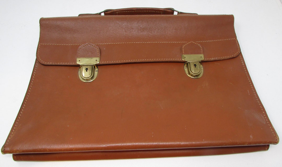 Vintage Leather Brief Case Russet Brown Perfect for Laptop Bag Carry on ...