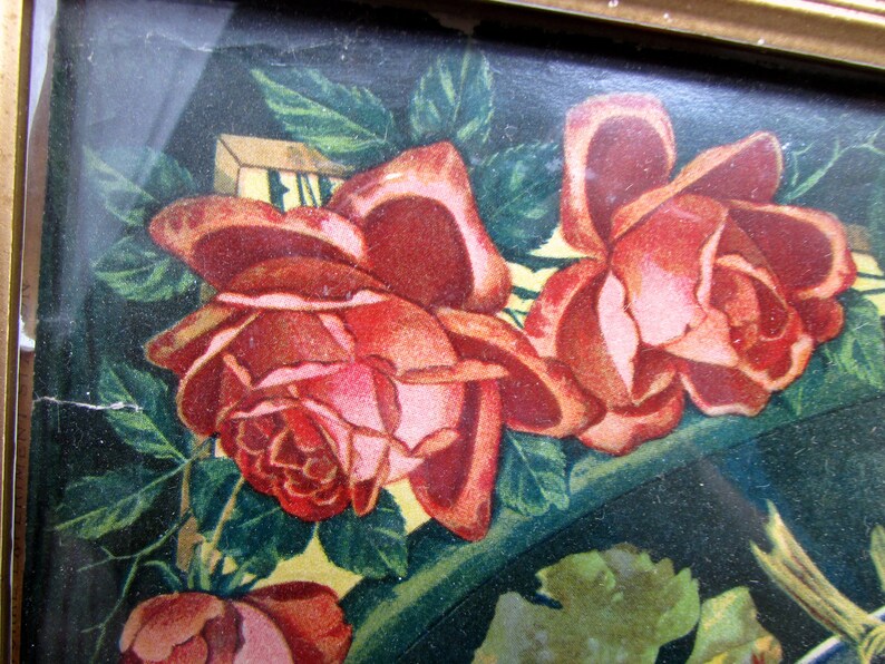 Vintage Give Us Our Daily Bread Framed Print Roses and Fruit | Etsy