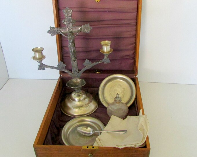 Victorian Altar Sick Call Box With Holy Water Bottle Cross Holy Water ...