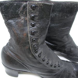 Victorian Leather Button up Shoes Boots With Button Hook Antique ...