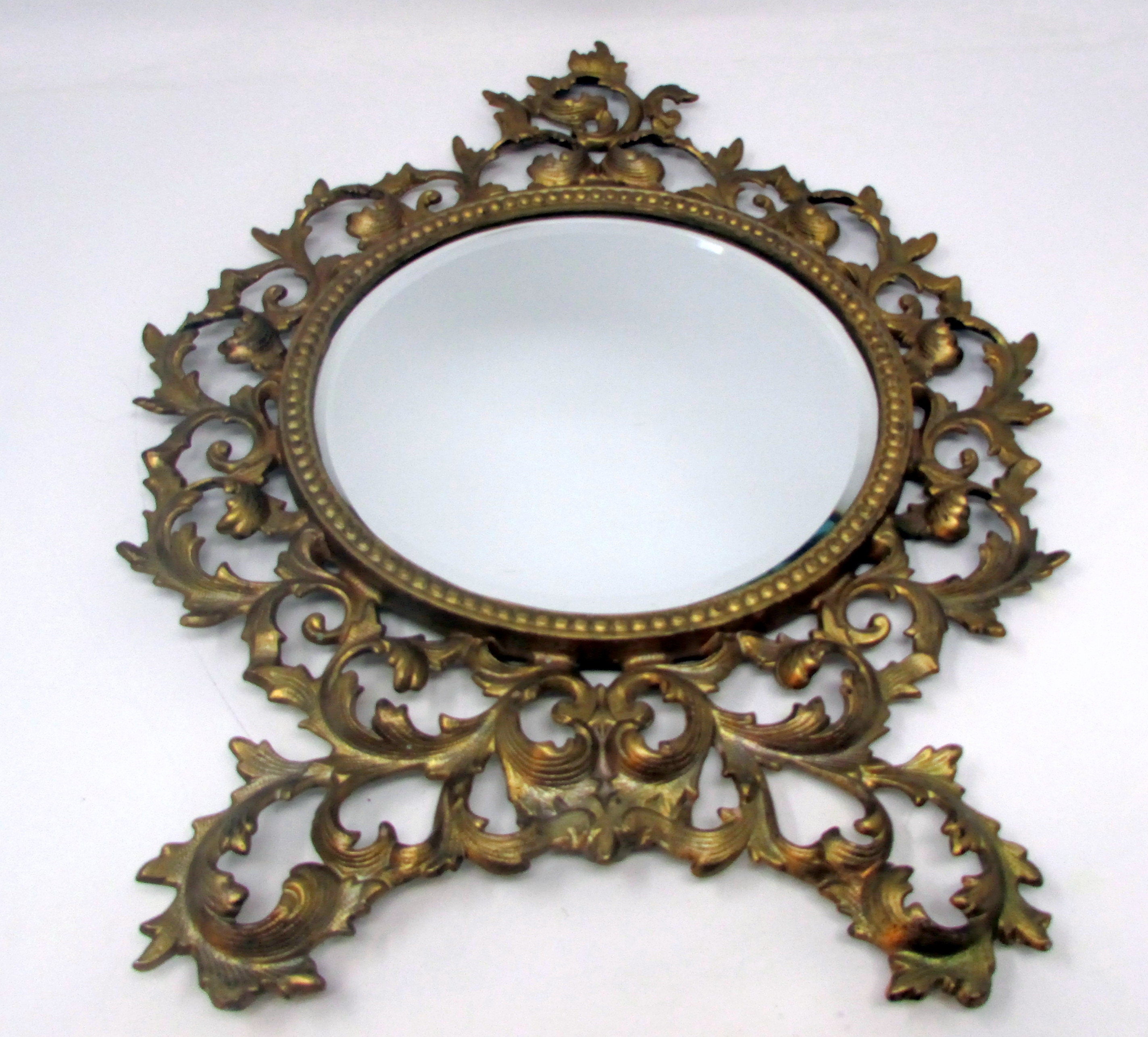 Victorian Cast Iron Standing Vanity Mirror Vintage Round | Etsy