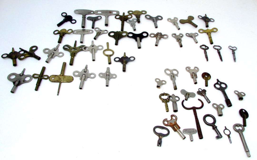 Vintage Old Clock Keys, Barrel Keys, Misc. 54 Total Cylinder Keys ...