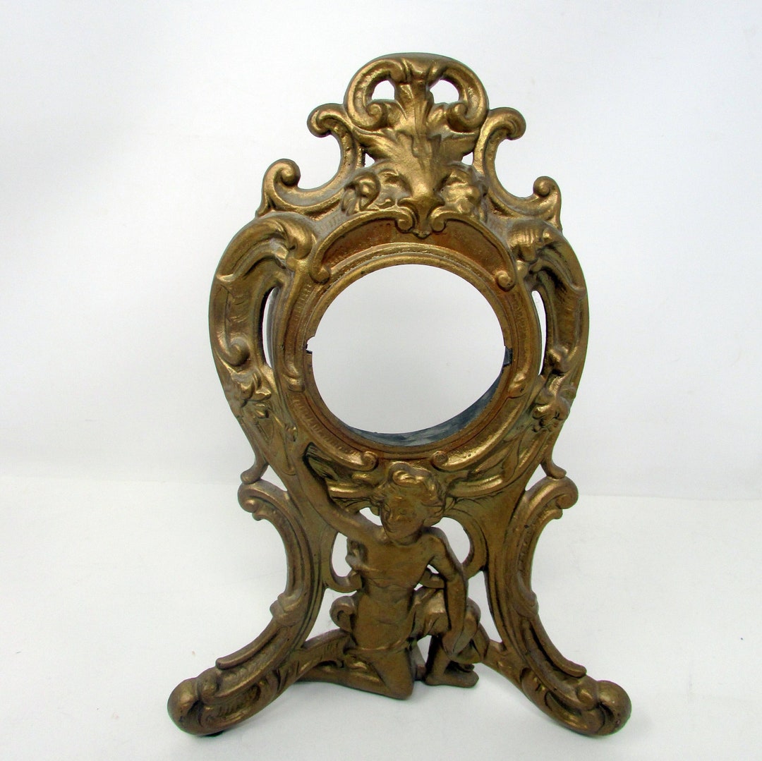 Victorian Cast Iron Clock Frame Art Nouveau Woman Clock Antique Boudoir ...