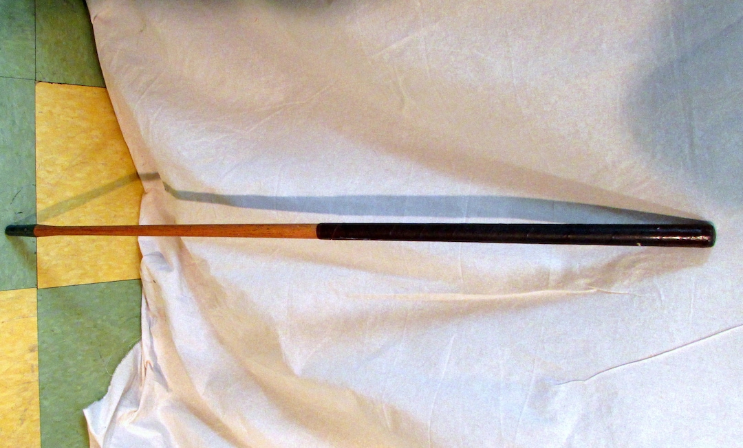 Vintage Leather Wrap Oak Walking Stick 34 Inches Long Beautiful Wood ...